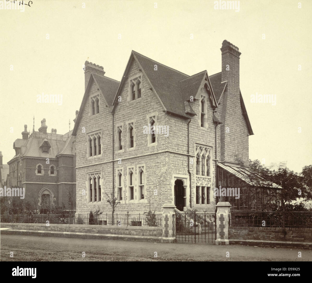 A photograph of a 19th-century English house featuring architectural ...