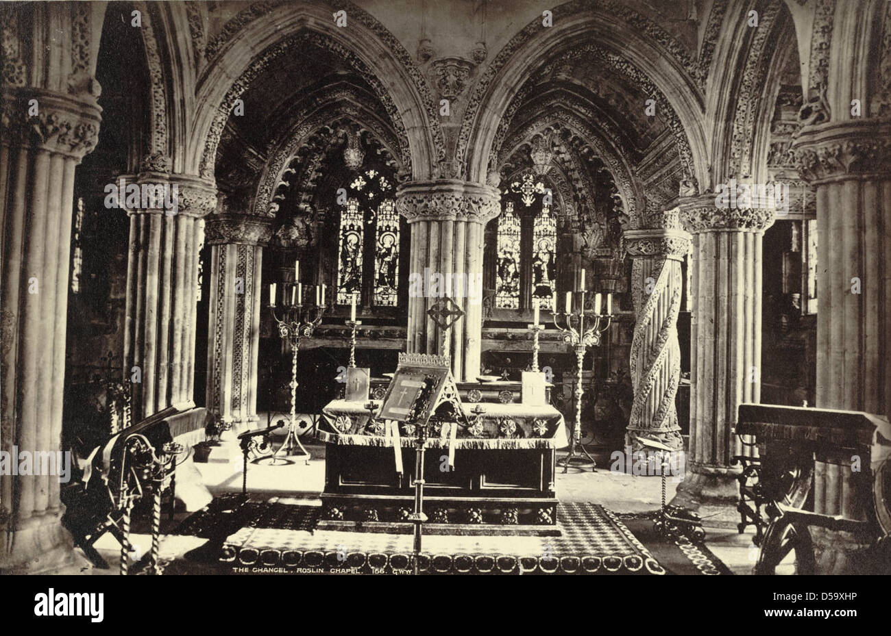 A series of photographs depicting Rosslyn Chapel in Roslin, Scotland ...
