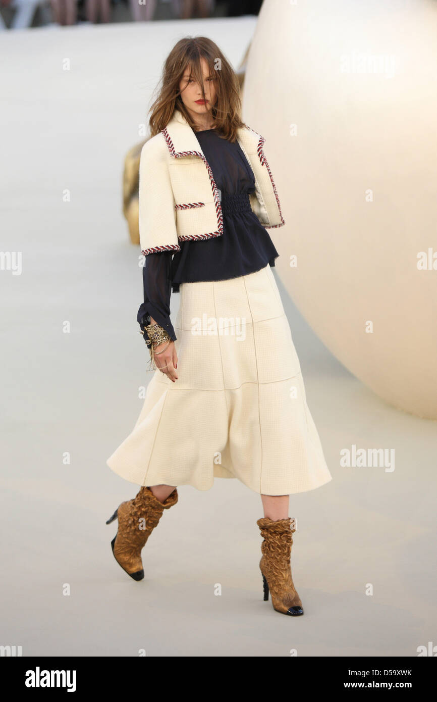 A model wears a creation as part of Chanel Haute Couture fashion fall ...