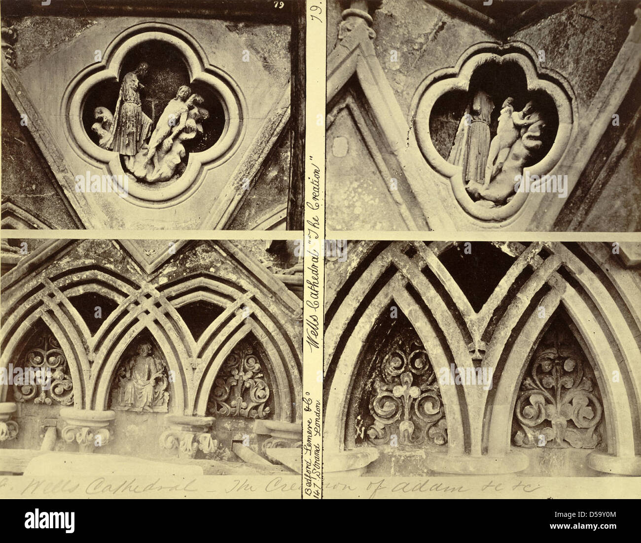 The niche sculptures on the West façade of Wells Cathedral depict ...