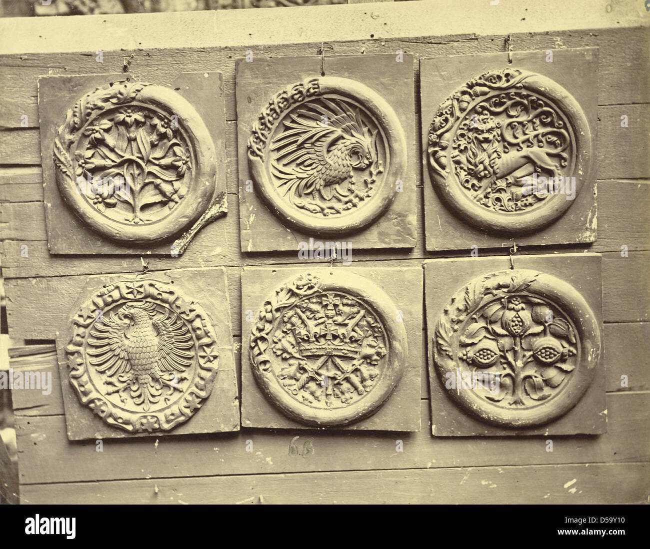 This image shows plaster casts of roundels from the Royal Architectural ...