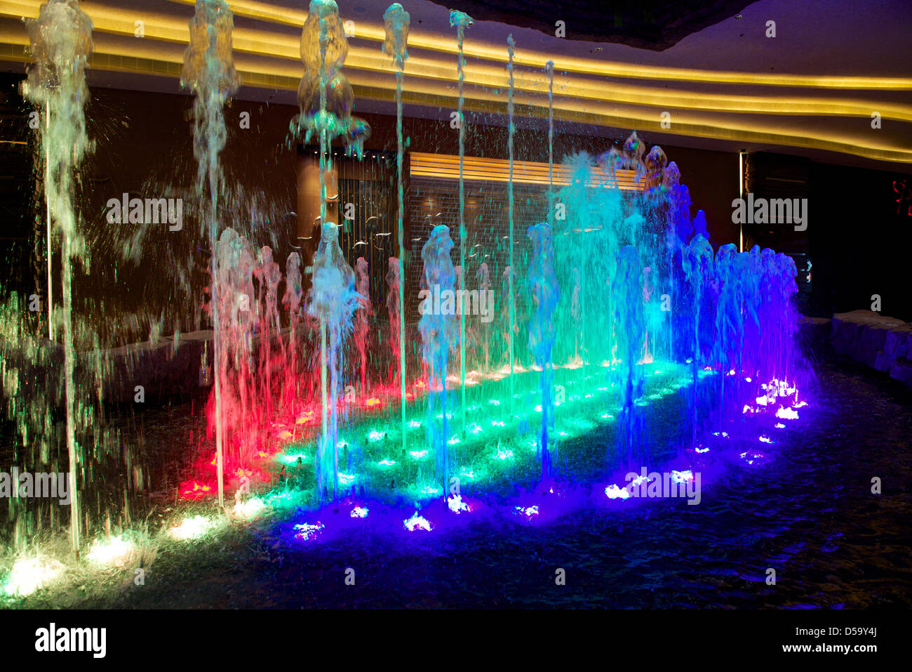 Water fountain show located at the Conrad Hotel in Macau. Entertaining ...