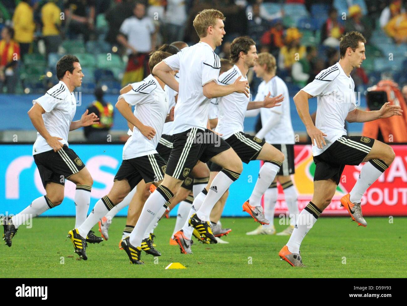 The German team during the warm up prior the 2010 FIFA World Cup semi ...