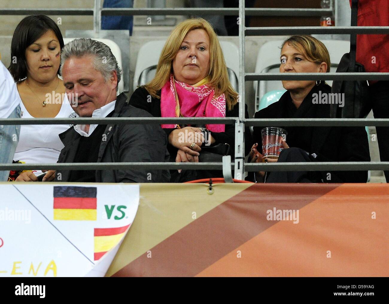 Daniela Loew, the wife of German headcoach Joachim Loew, on the stand ...