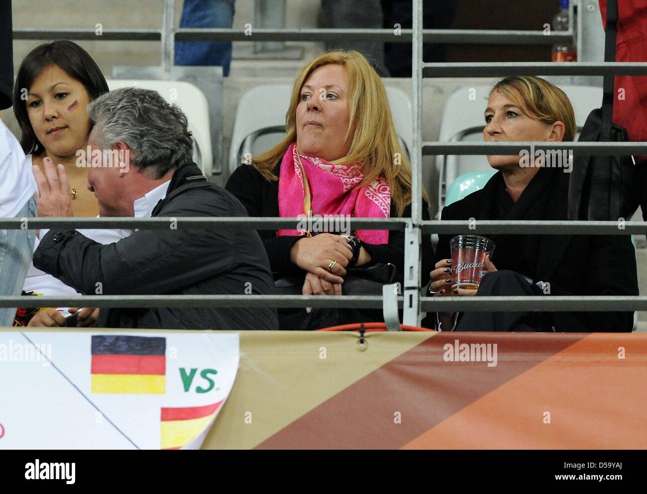 Daniela Loew, the wife of German headcoach Joachim Loew, on the stand ...