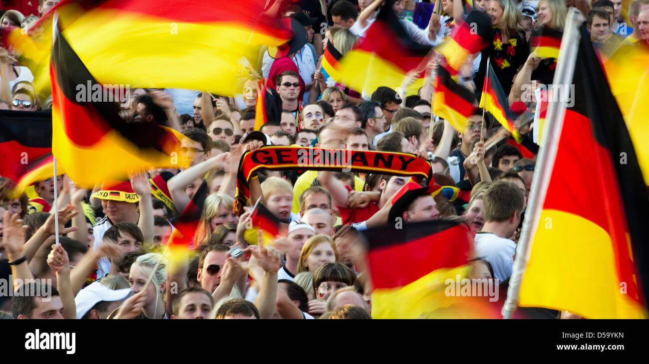 Soccer fans root up for the German national team at the public ...