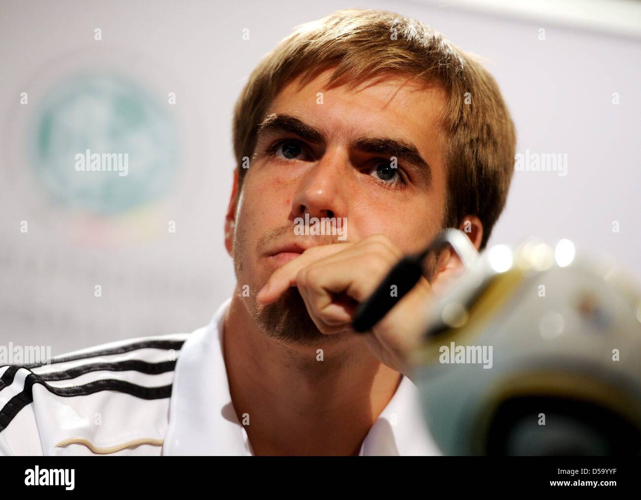 German player Philipp Lahm during a press conference of the german team ...
