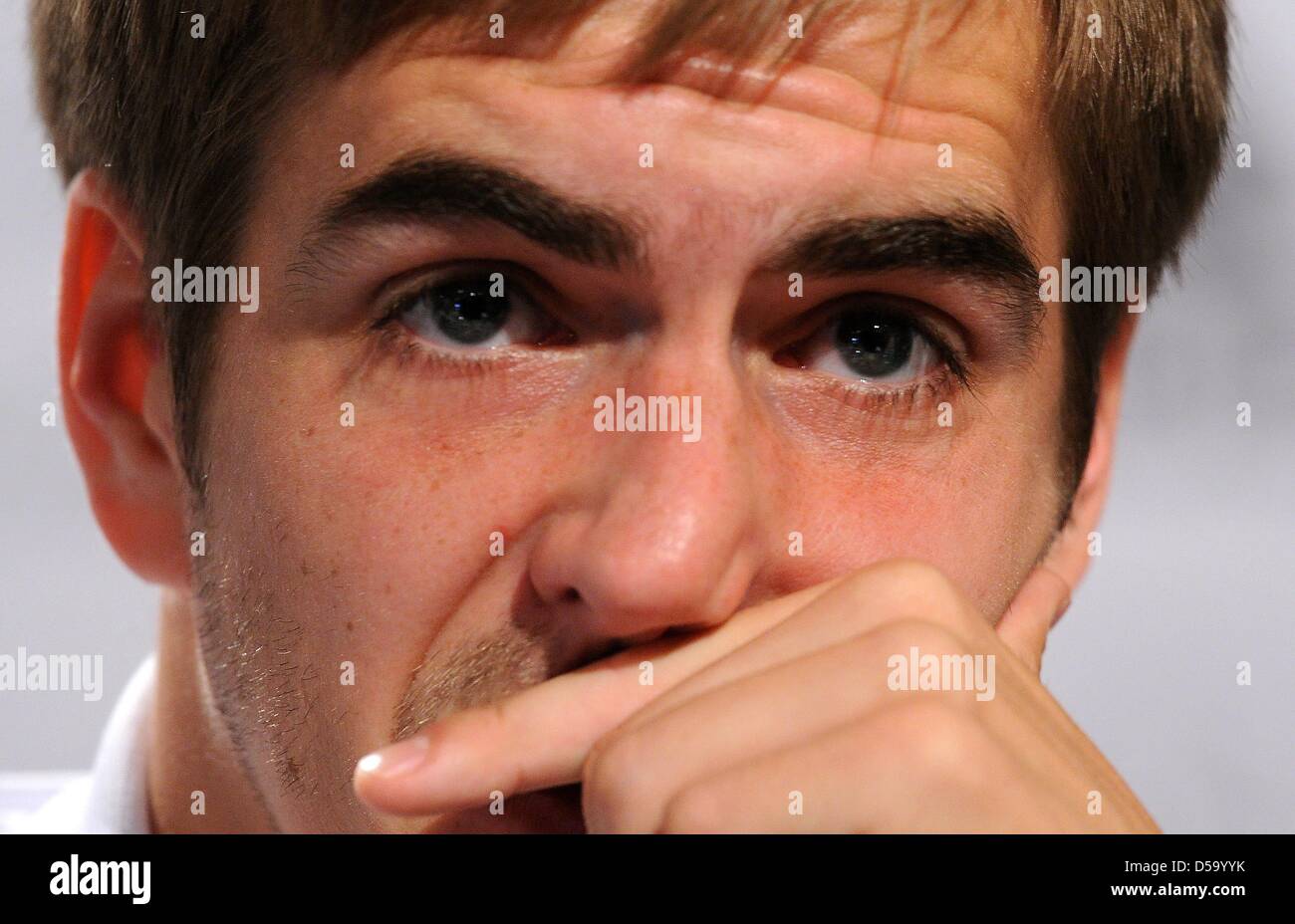 German captain Philipp Lahm during a press conference of the German ...