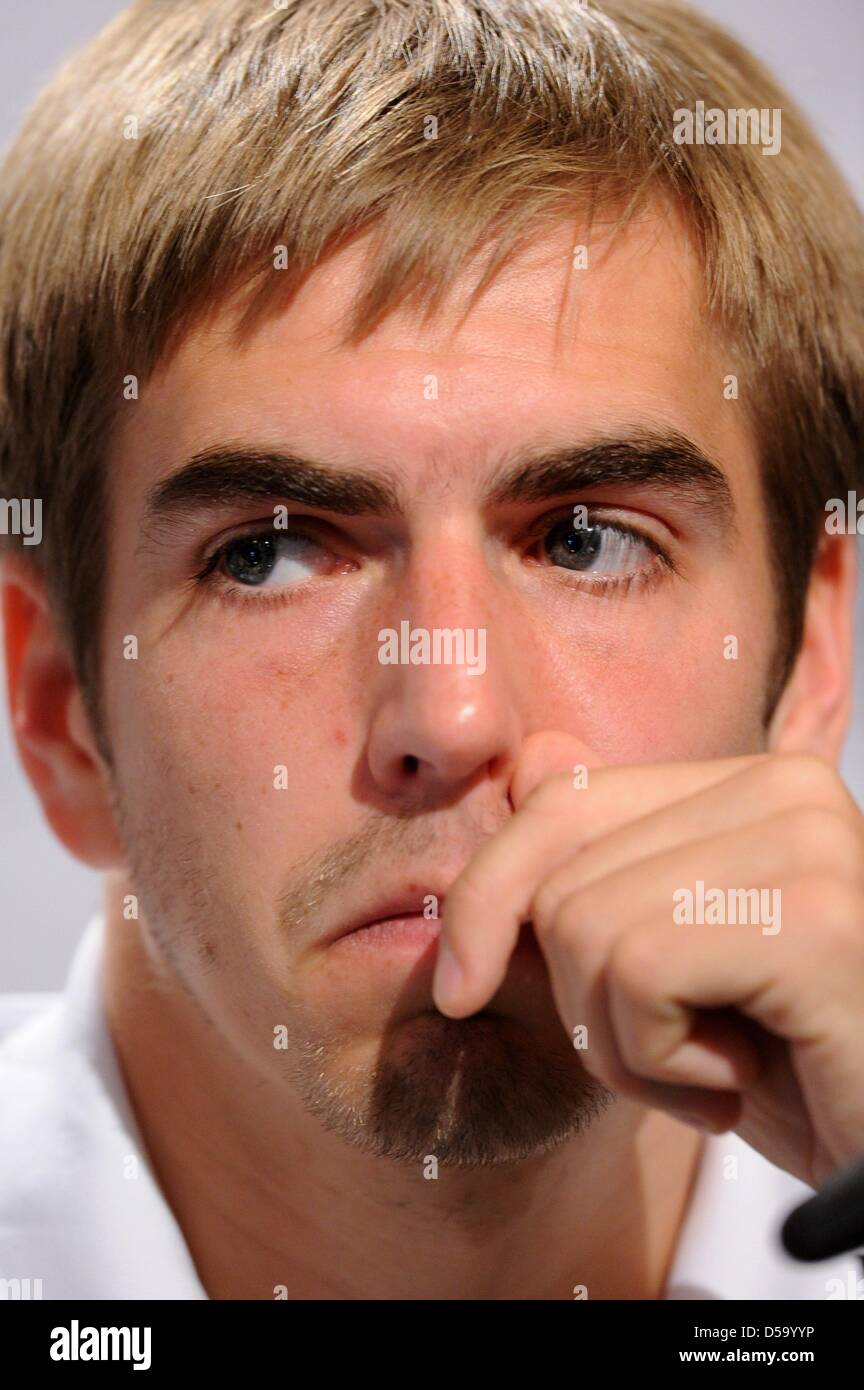 German captain Philipp Lahm during a press conference of the German ...
