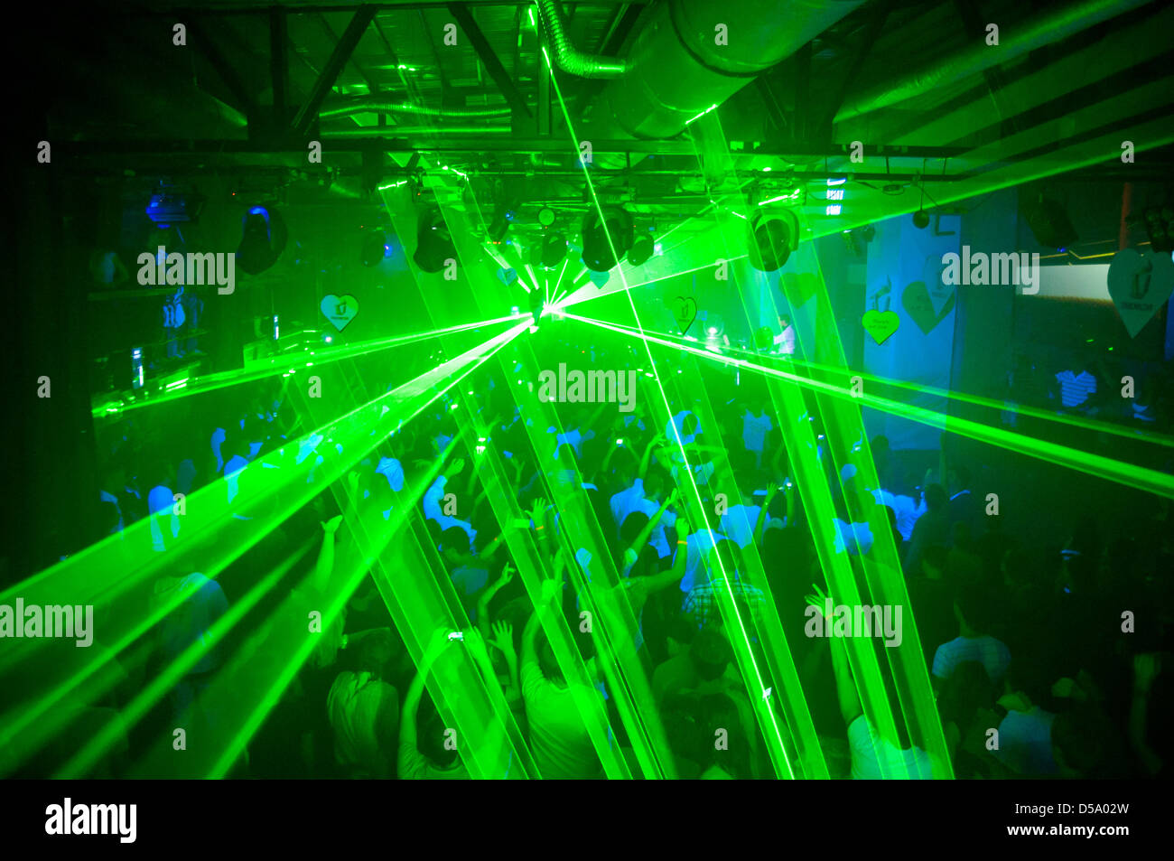 Excelent green laser party at the club Stock Photo - Alamy