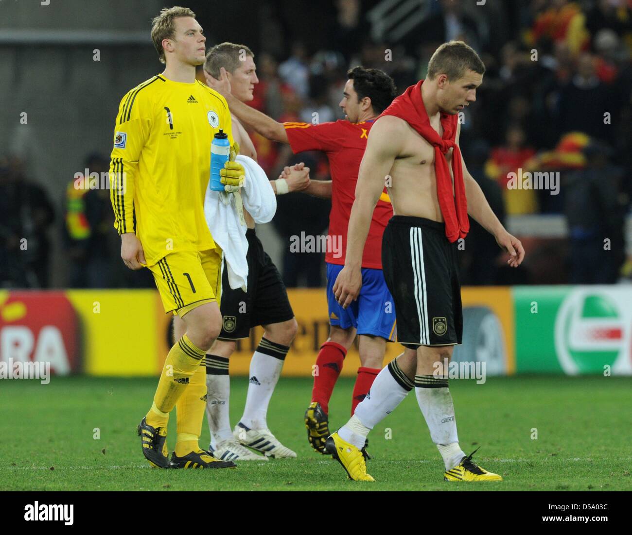 Germany's goalkeeper Manuel Neuer (L-R), Bastian Schweinsteiger and ...