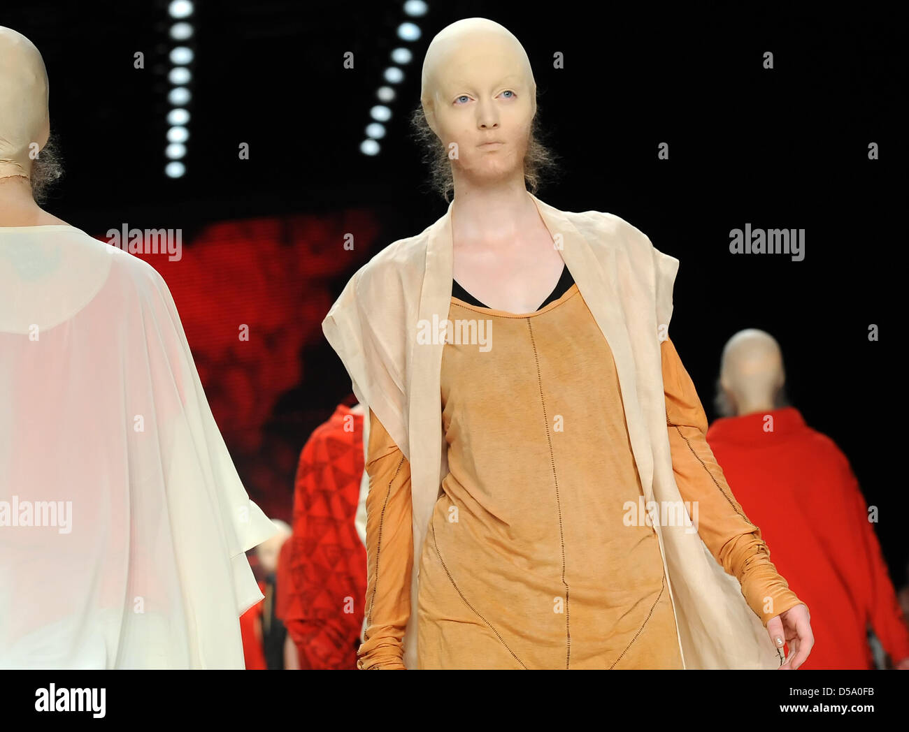 Models on the catwalk of the Mercedes-Benz Fashion Week in Berlin ...