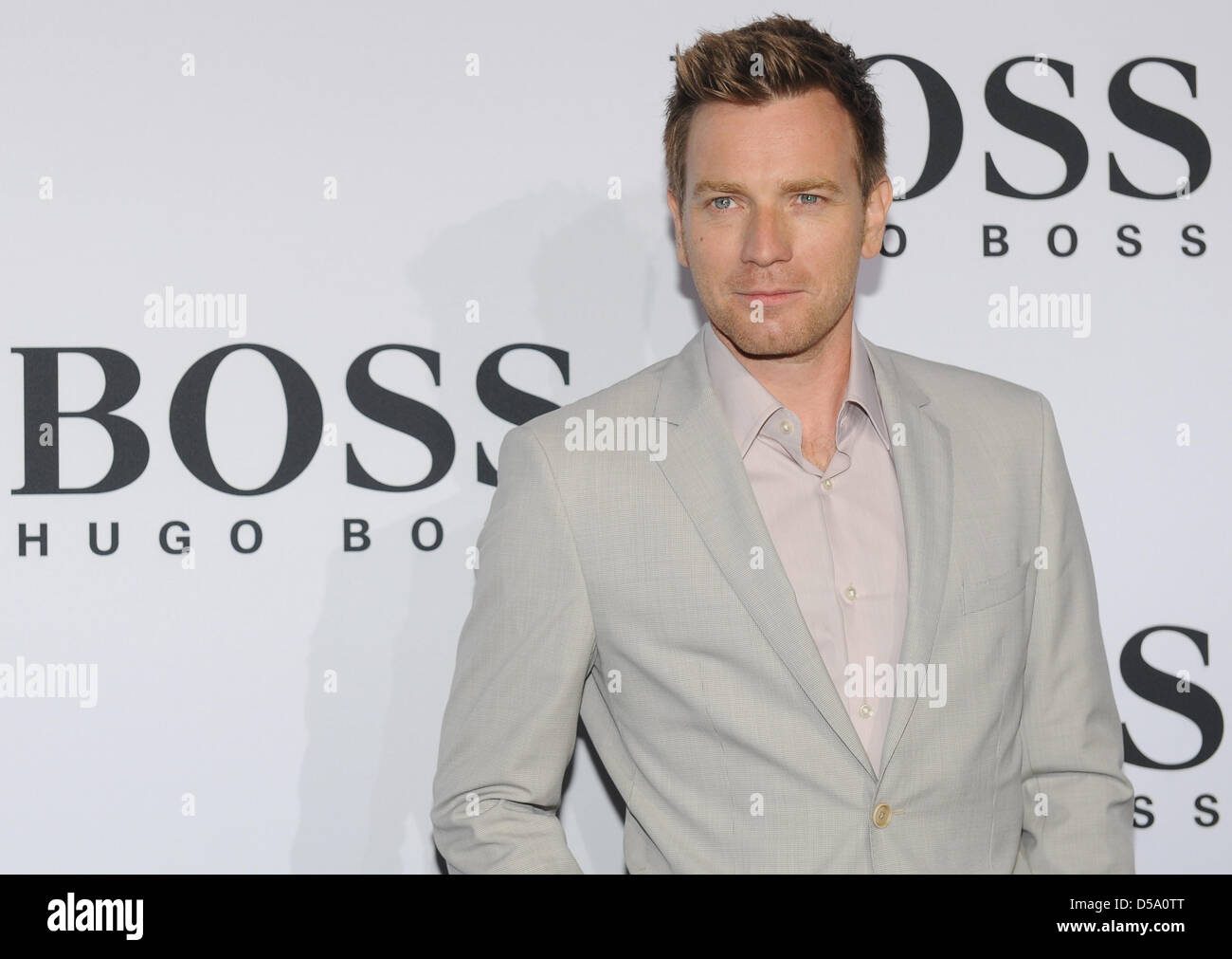 The Scottish actor Ewan McGregor visits the show of Hugo Boss during ...