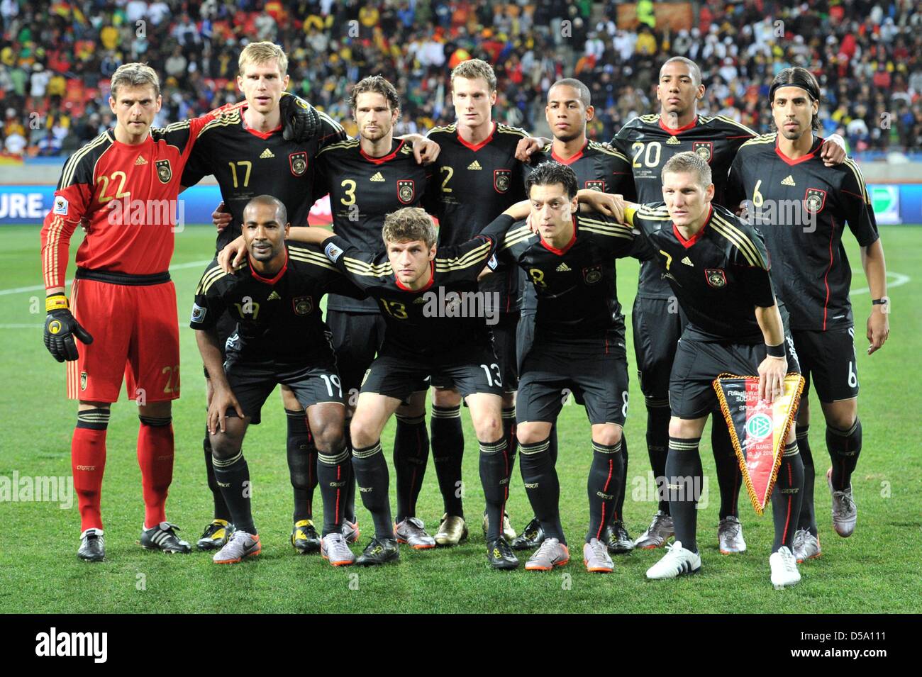 Goalkeeper Hans Joerg Butt (top left to bottom right), Per Mertesacker ...