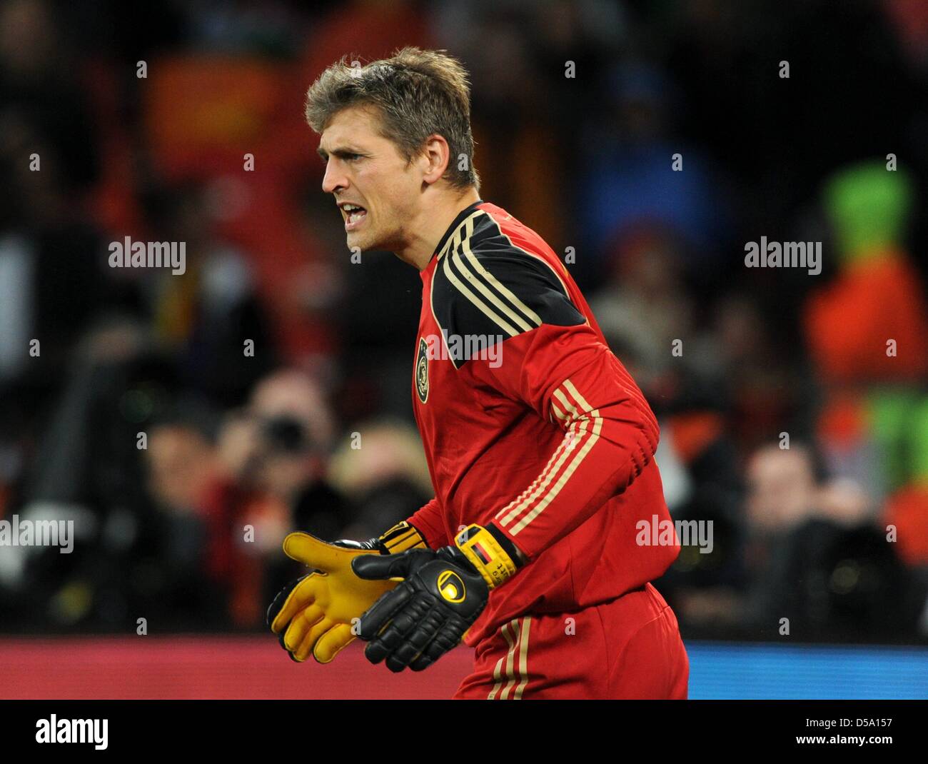 German goalkeeper Hans-Joerg Butt reacts during the 2010 FIFA World Cup ...