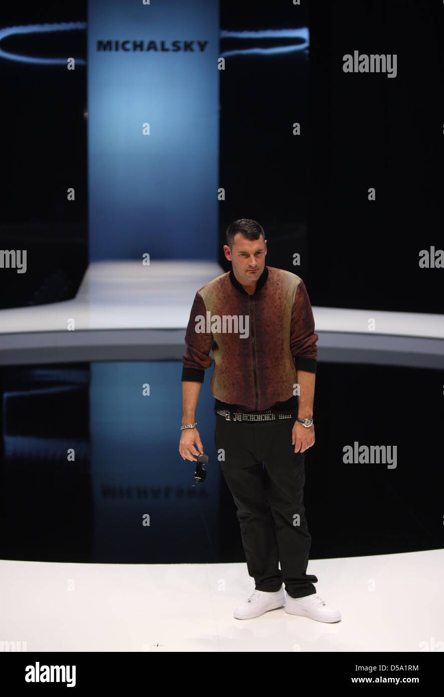 A model presents a creation of Michael Michalsky's spring/summer ...