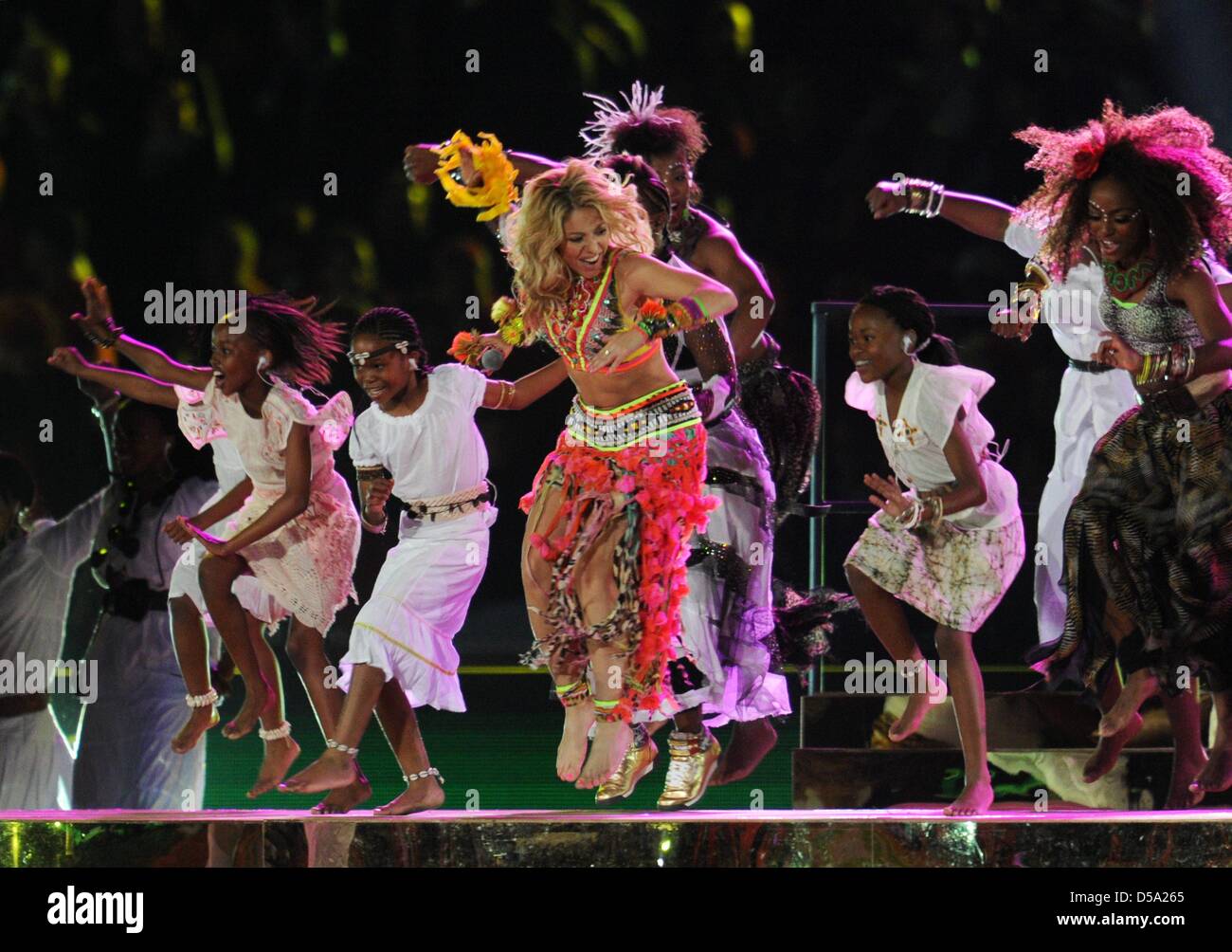 Colombian singer Shakira performs during the closing ceremony prior the ...