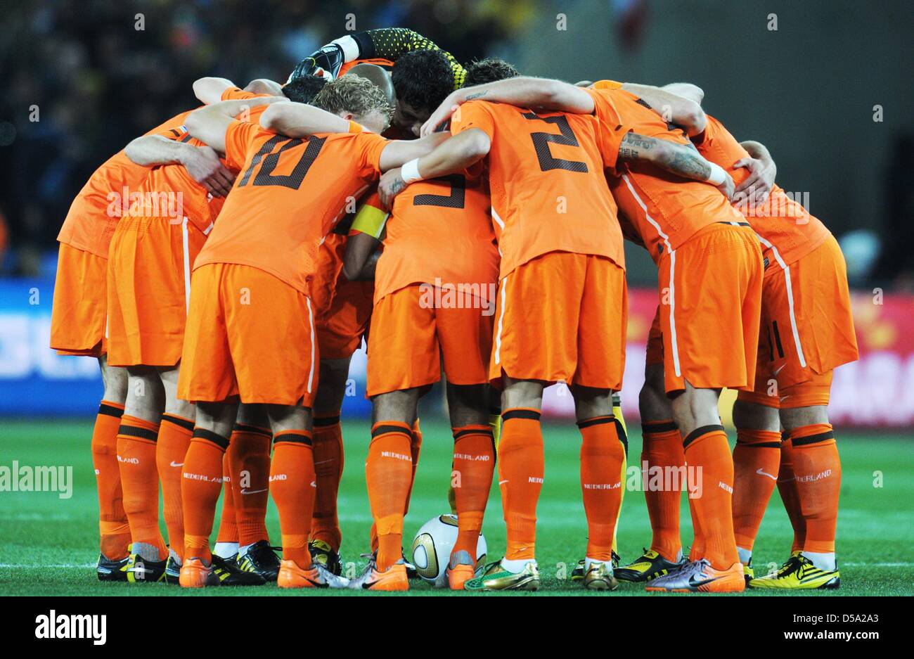 Players of the Netherlands prior the 2010 FIFA World Cup final match ...