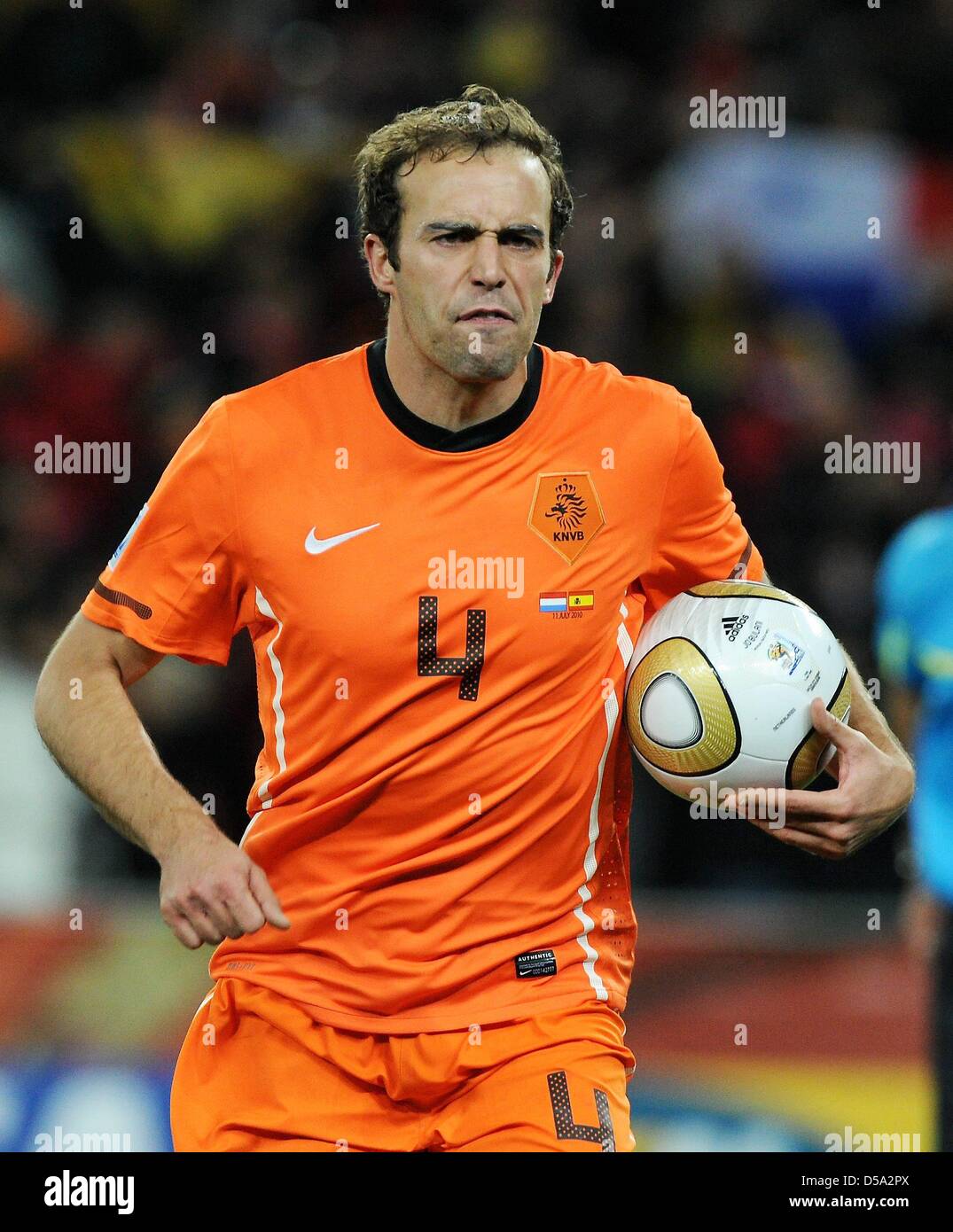 Dutch Joris Mathijsen seems angry during the 2010 FIFA World Cup final ...