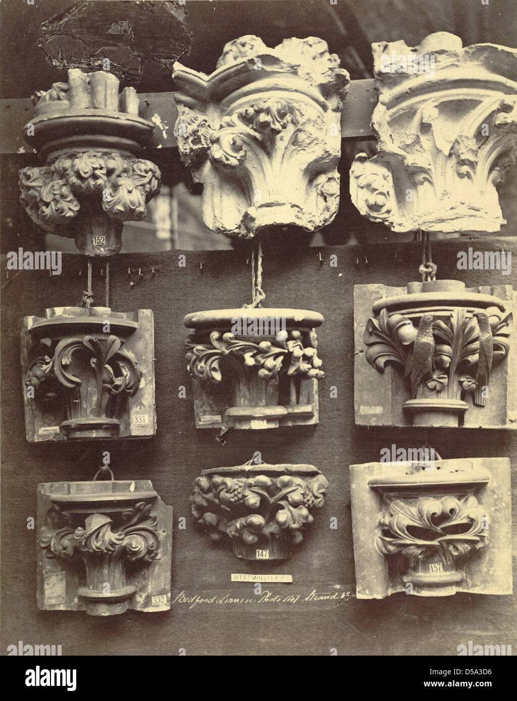 This image showcases plaster casts of capitals from Westminster Abbey ...