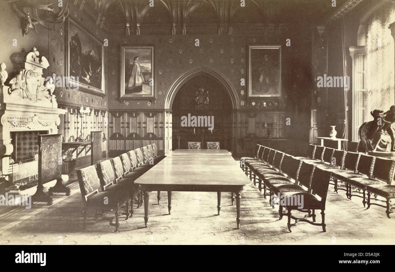 This photograph shows the dining room at Eaton Hall in Cheshire ...
