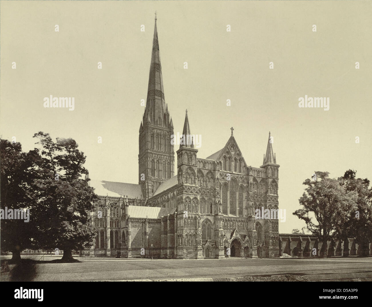 This photograph features the west front of Salisbury Cathedral in ...
