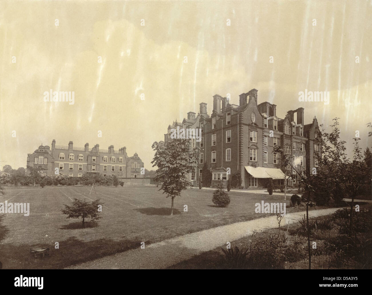 This image captures the athletic fields of Newnham College for Women at ...