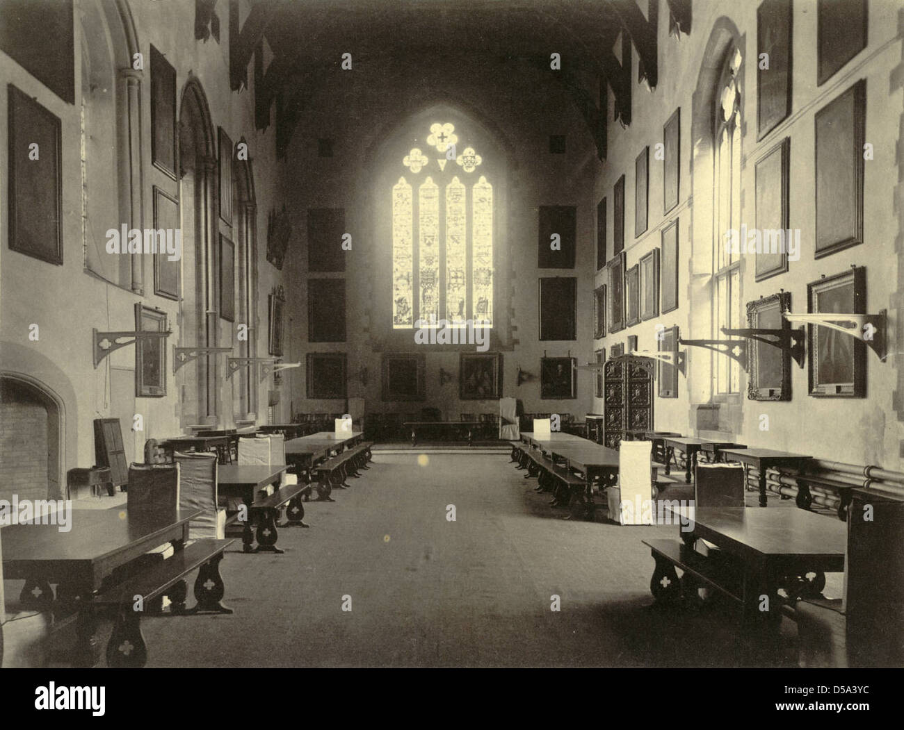 This image shows the Great Hall of University College, Durham, located ...