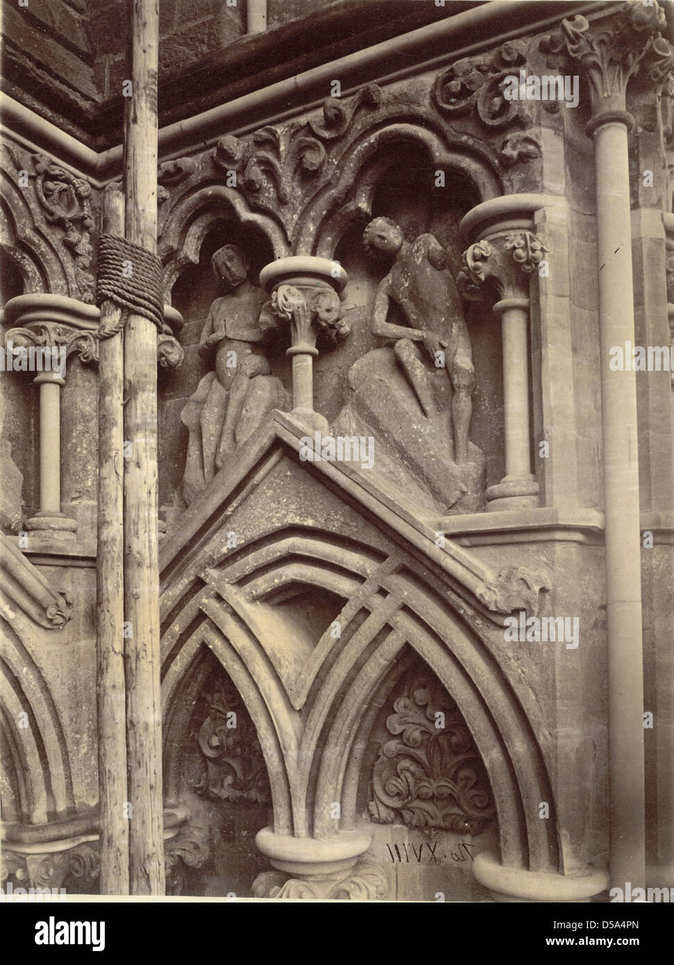 A photograph of the niche sculptures on the west façade of Wells ...