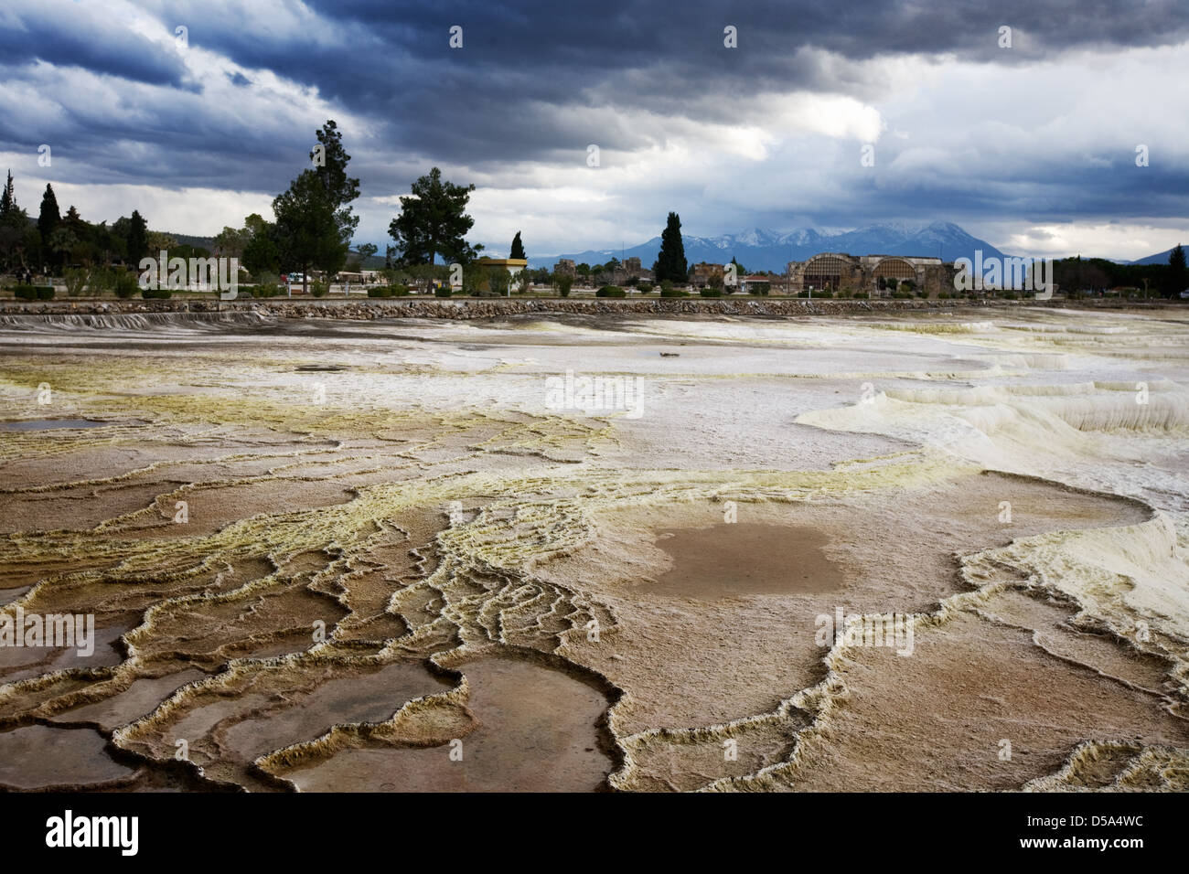 Calcified limestone terraces, Pamukkale, Hierapolis, Turkey Stock Photo ...