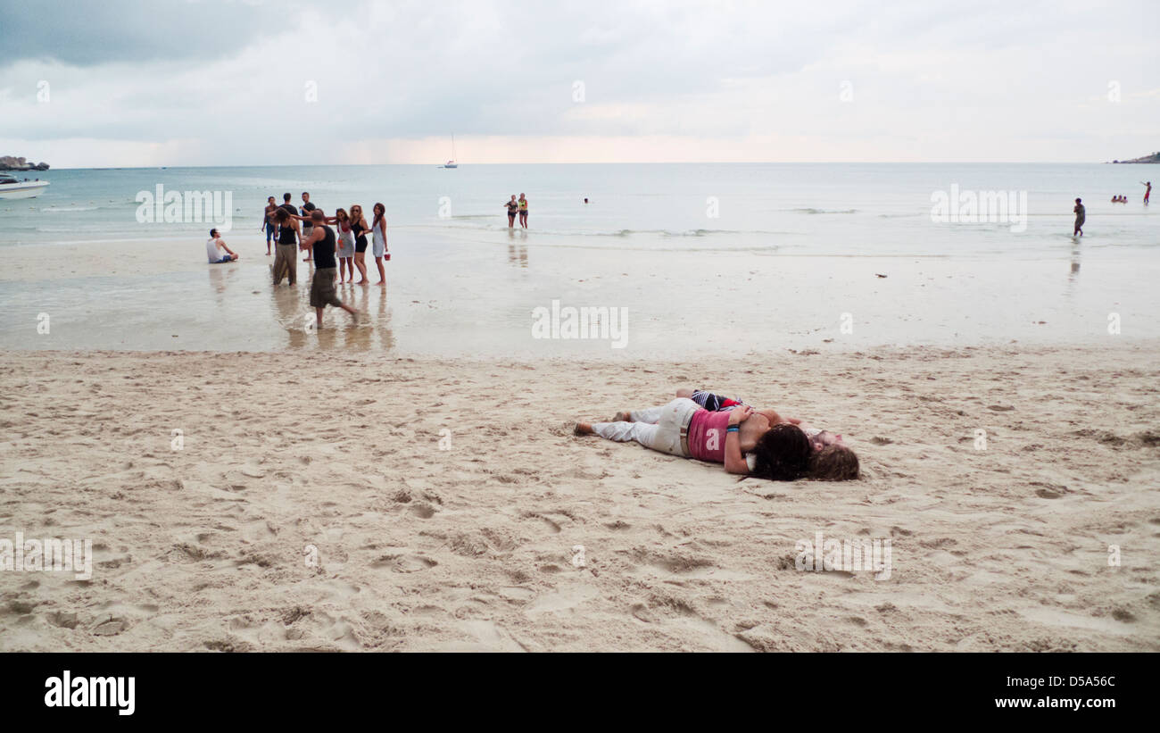 Morning after whole night full moon party in Koh Phangan of Thailand ...