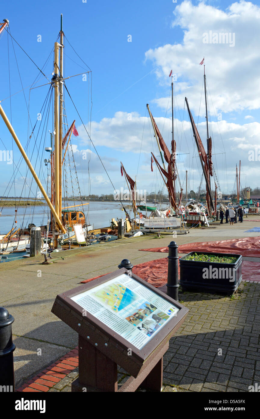 Information panel on Hythe Quay vessels at quayside & Thames Barge ...