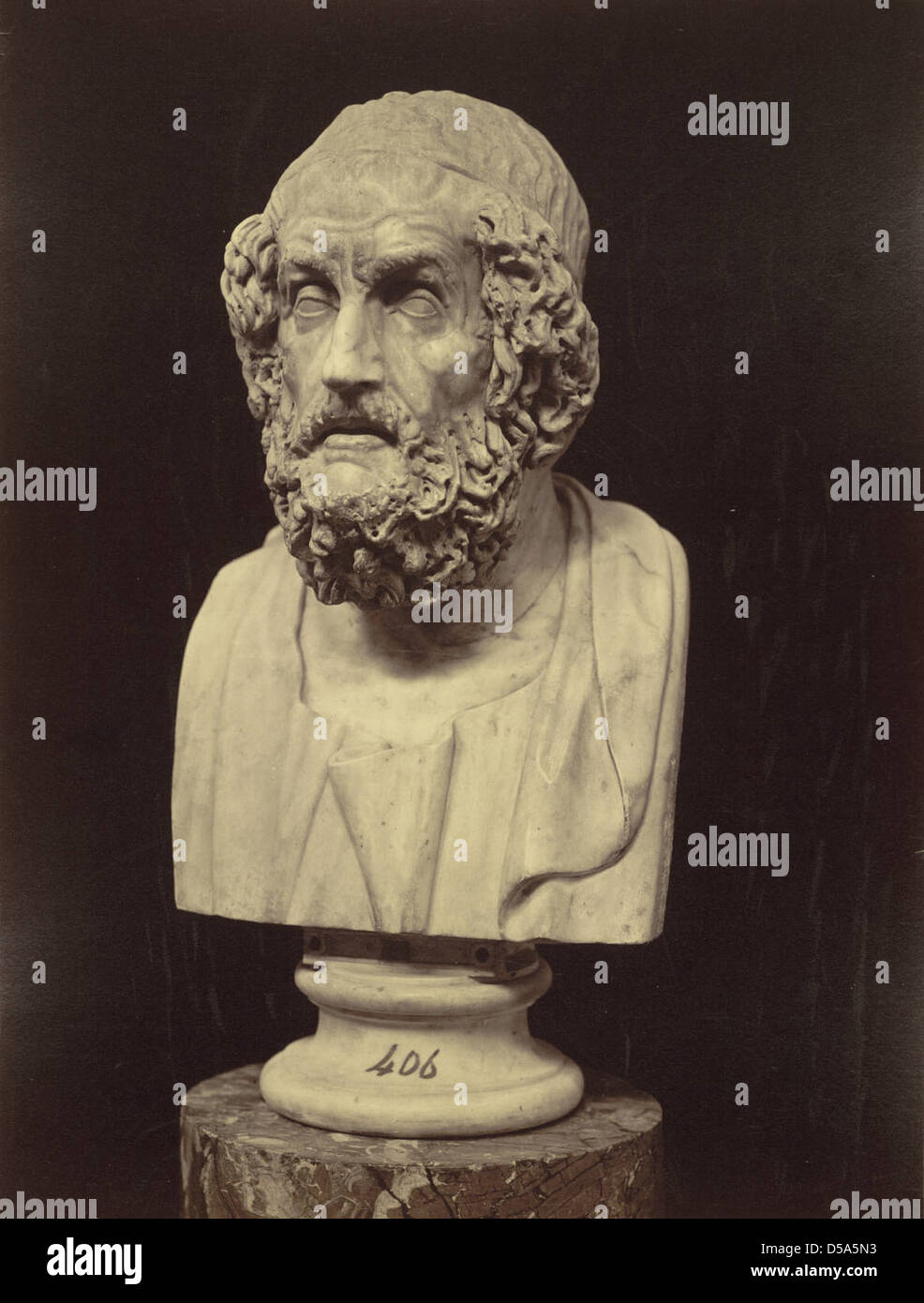 A portrait bust of the ancient Greek poet Homer, housed in the Museo ...