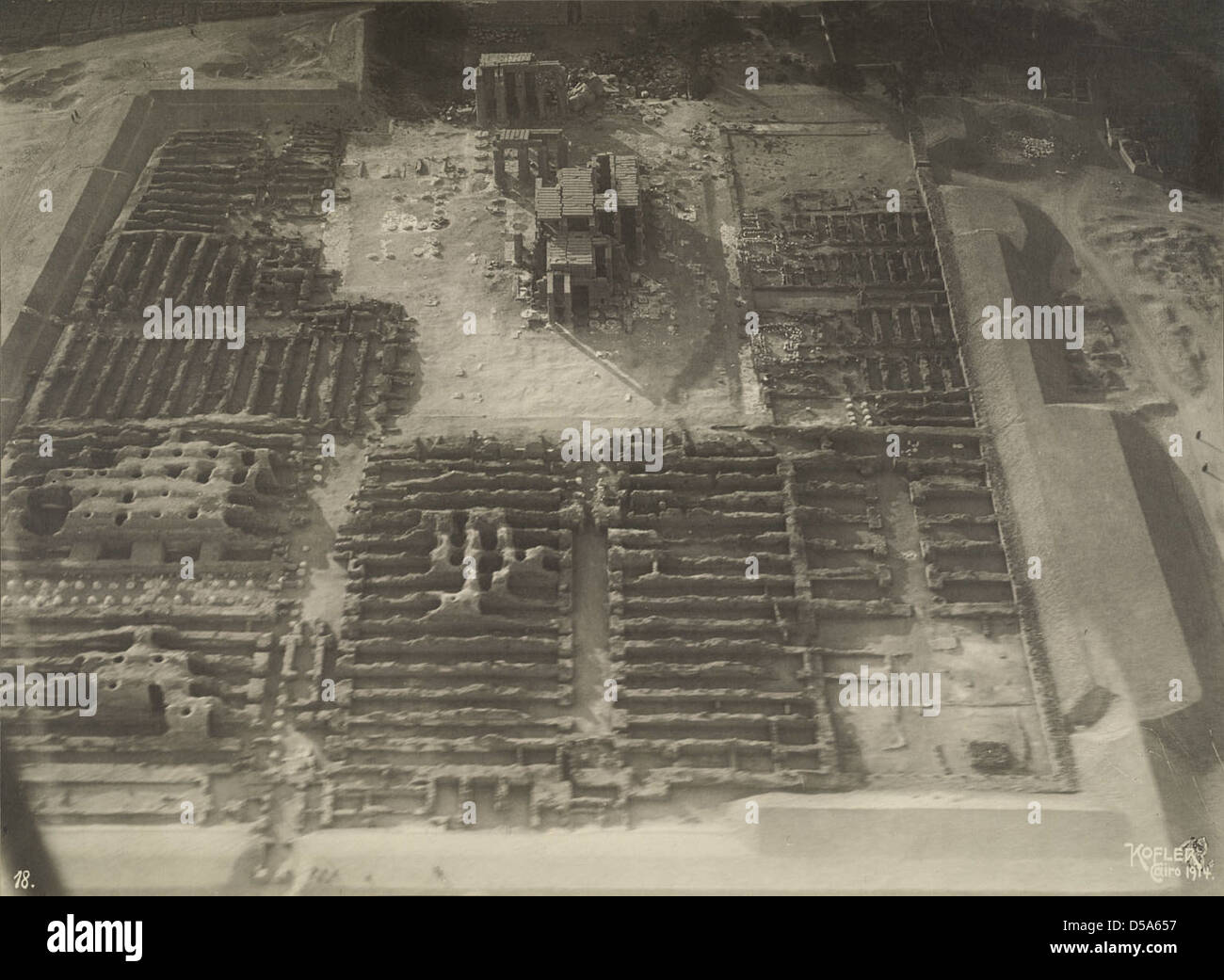 A photograph of an Egyptian temple complex, captured during excavations ...