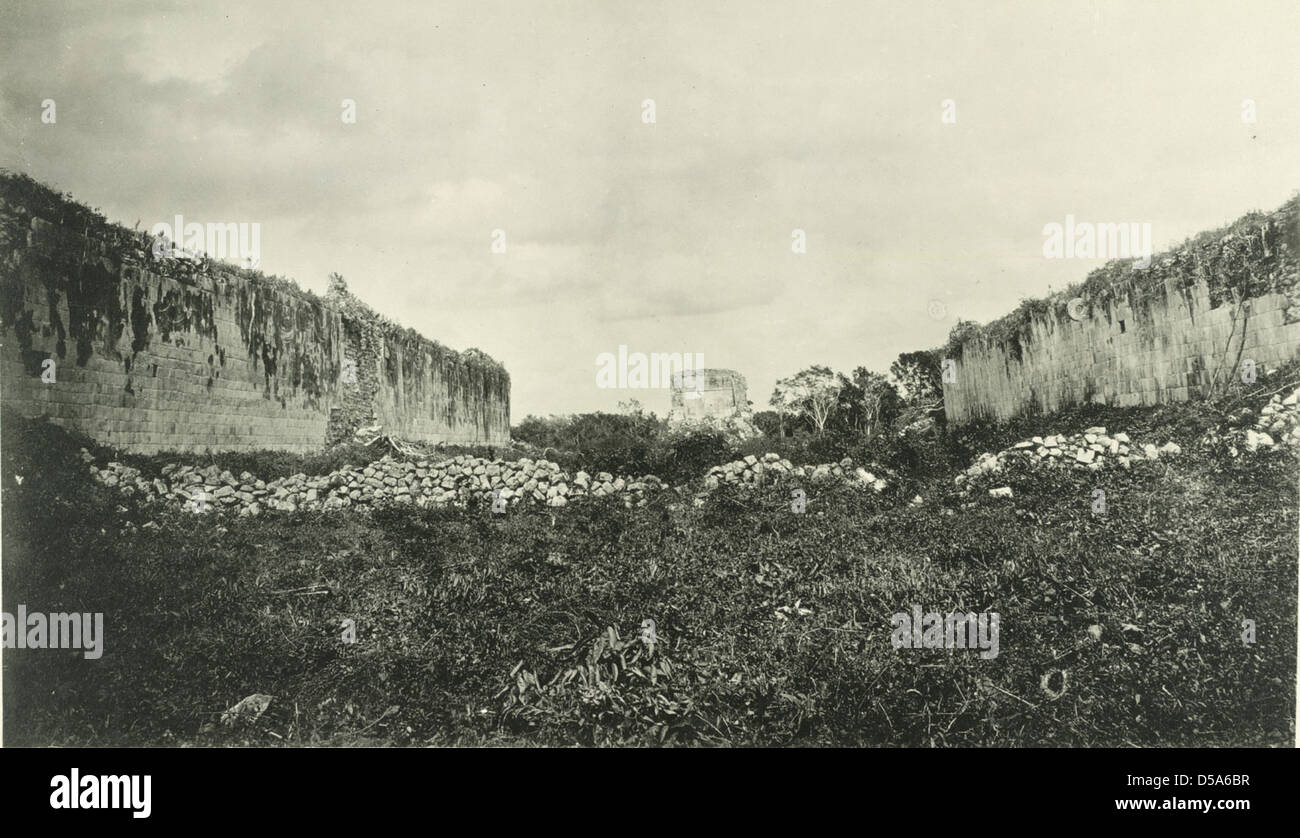 The walls of the Tlachtli (ball) court at Chichén Itzá, Mexico, are ...