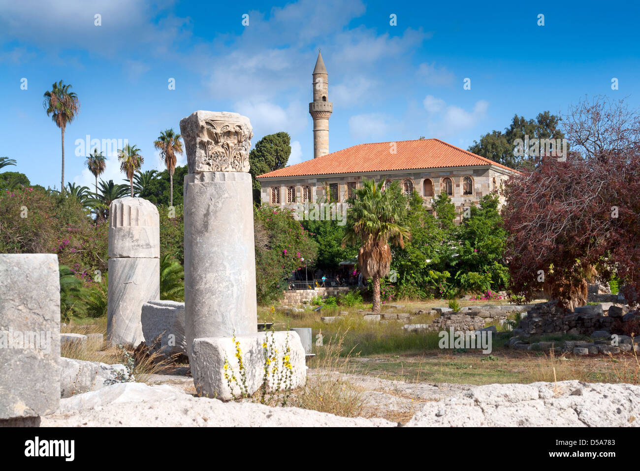Ancient ruins in Kos Town on the Greek island of Kos in the Dodecanese ...