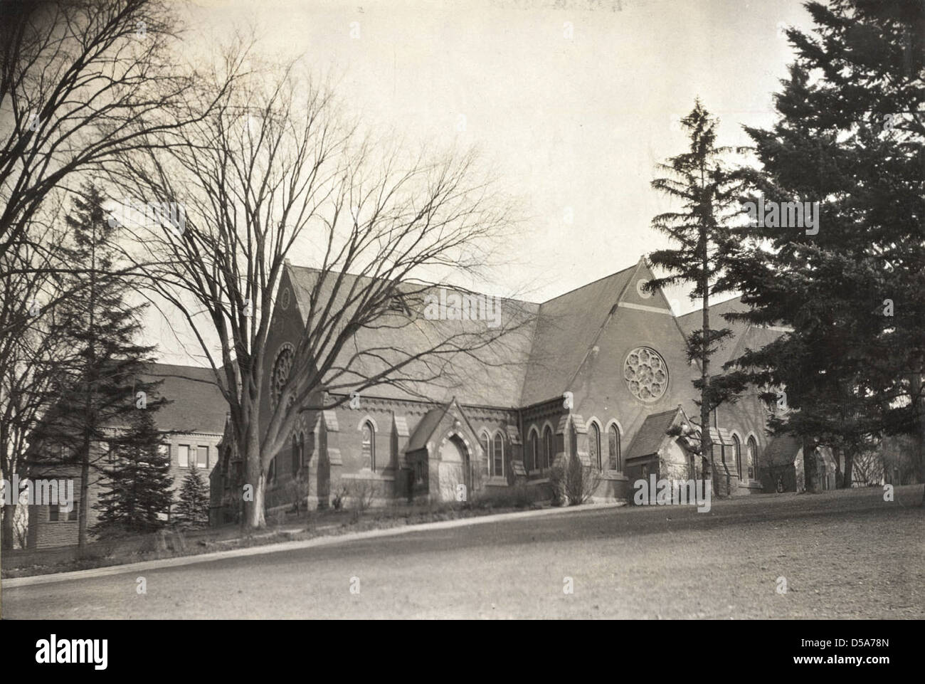 A photograph of Sage Chapel on the Cornell University campus in Ithaca ...