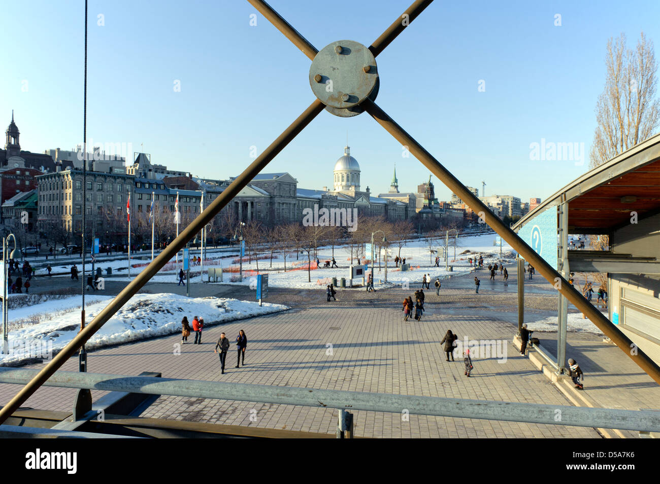 View of the promenade at Montreal's old port with Bonsecours Market in ...