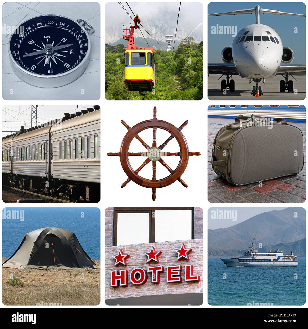 collage with photos about travelling Stock Photo - Alamy