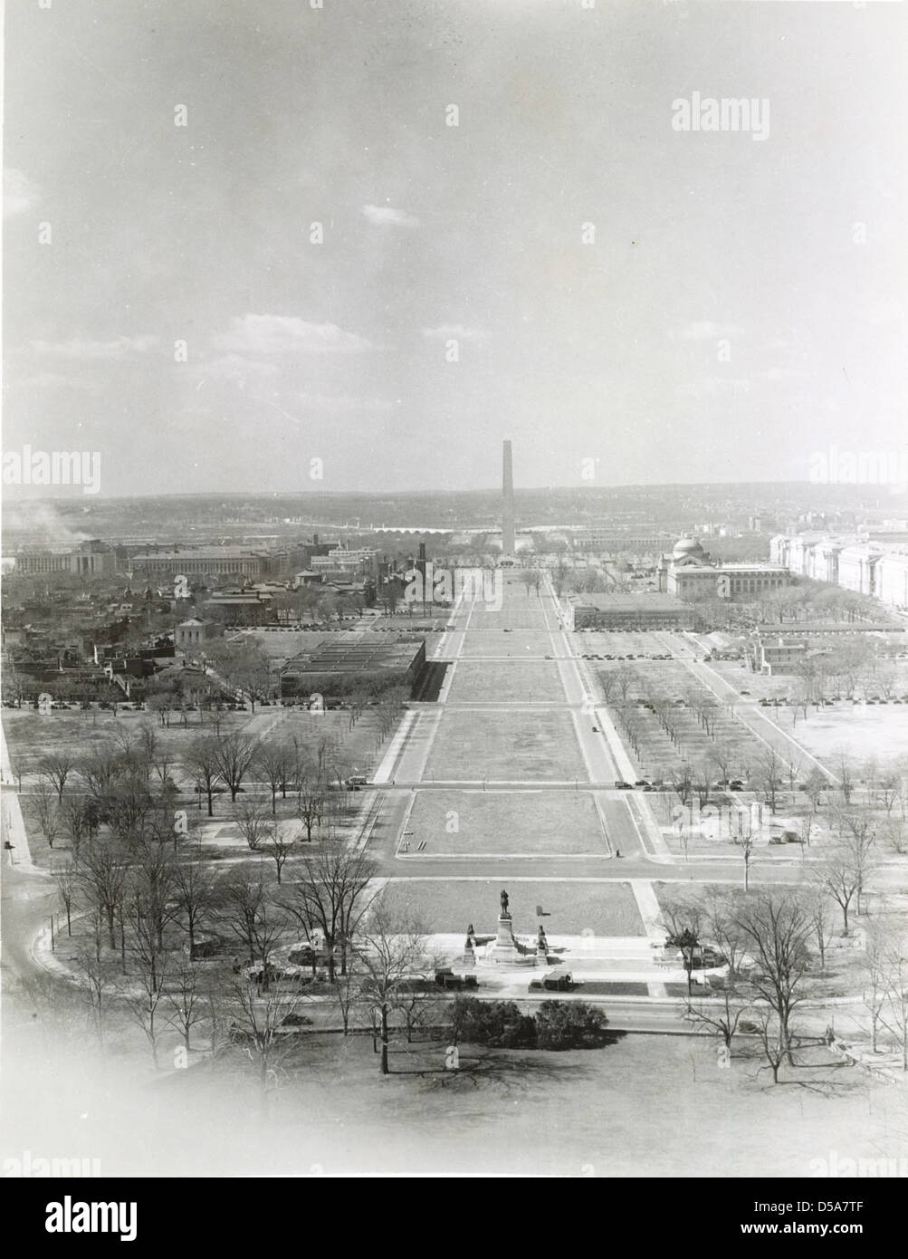 A panoramic view of The Mall in Washington, D.C., looking toward the U ...
