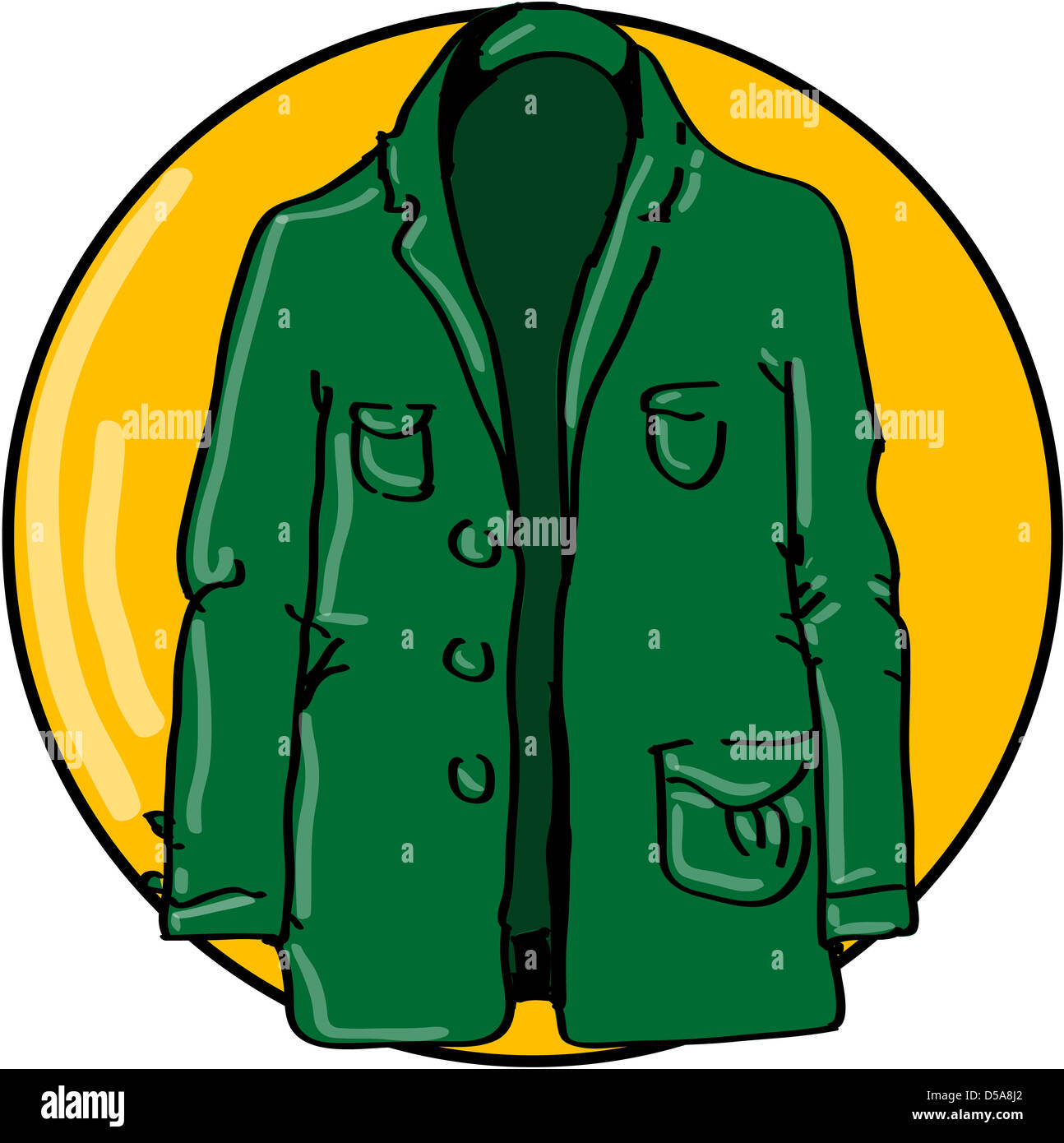 Green jacket - in yellow circle, vector illustration Stock Photo - Alamy
