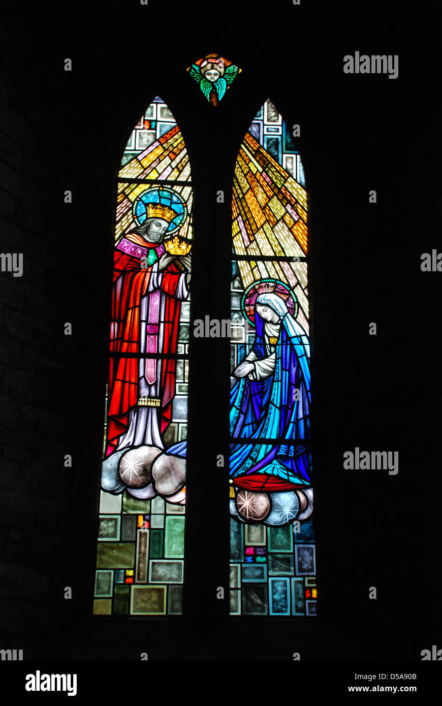 Mosaic window in Holy Trinity Abbey church. Adare. Limerick county ...