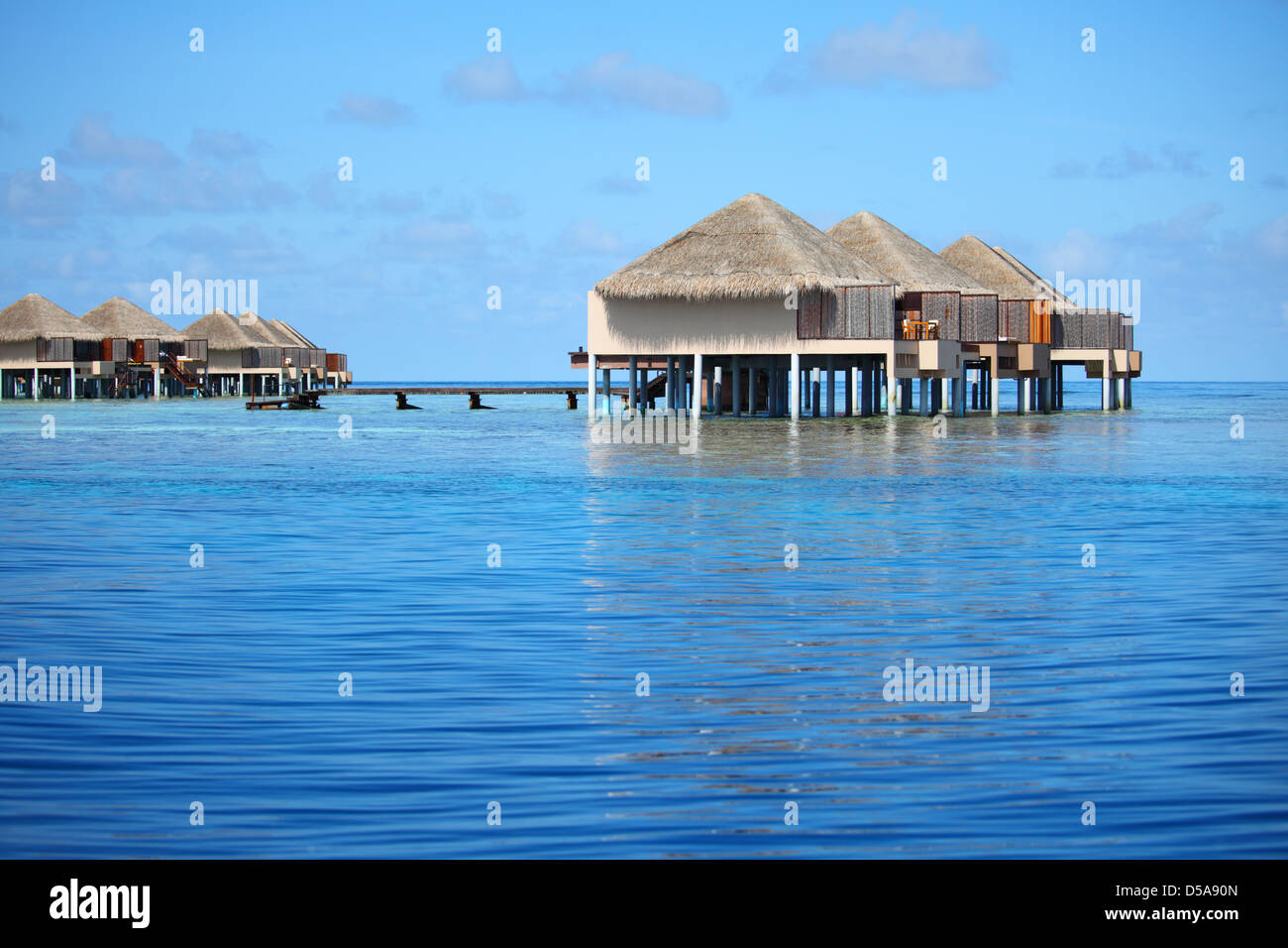 resort maldivian houses in blue sea Stock Photo - Alamy