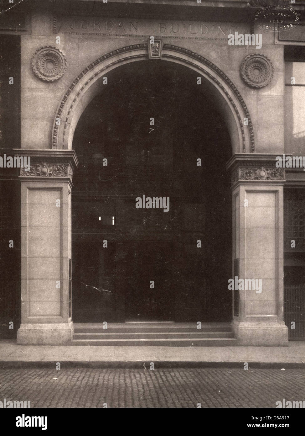 A photograph showing the entrance to the Jordan Building in Boston ...