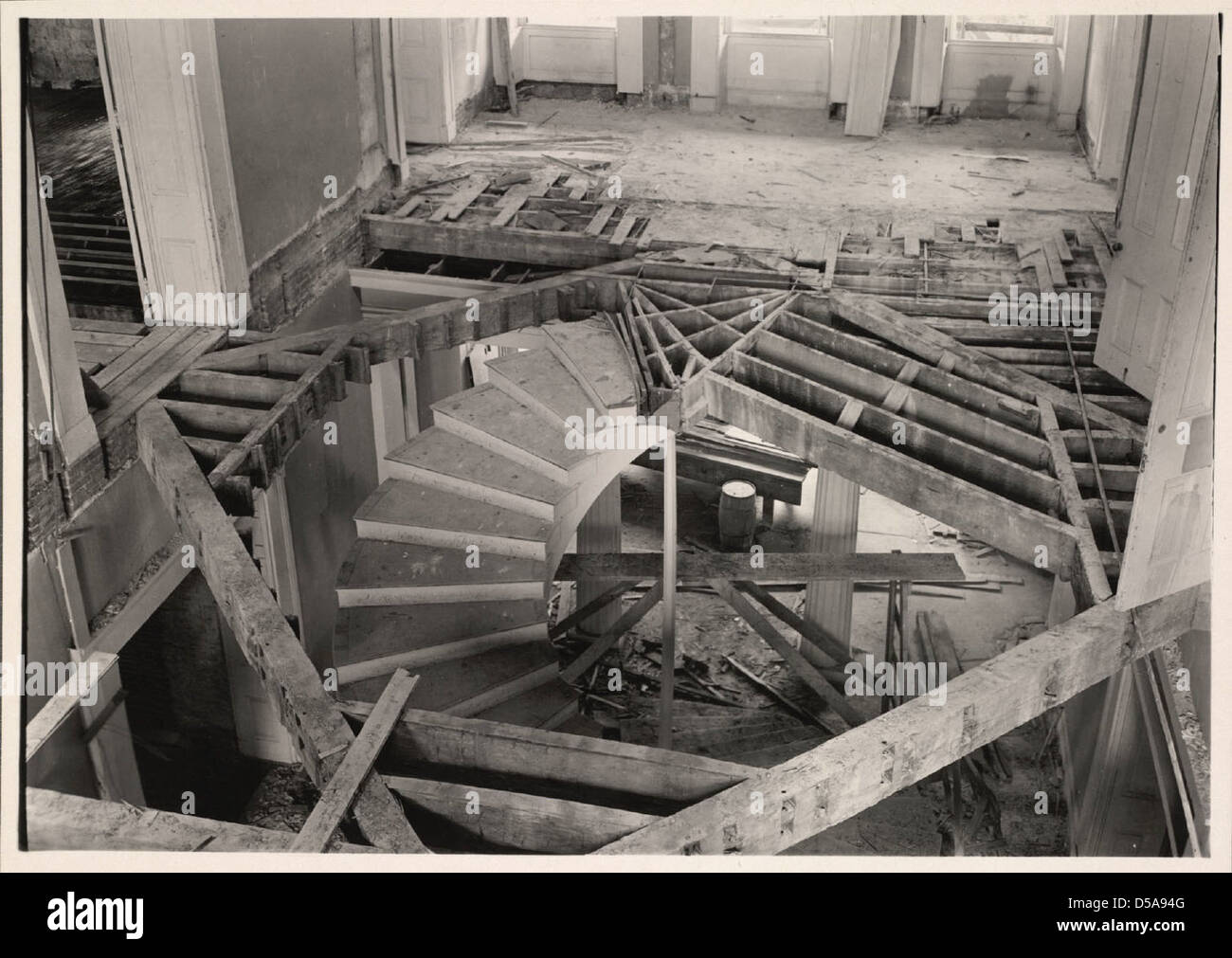 A view of the renovation of the central staircase in the Old Stone ...