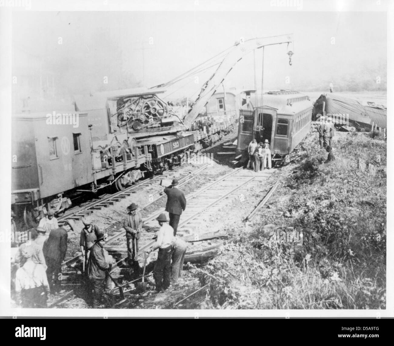 This image depicts the aftermath of a train wreck involving the New ...