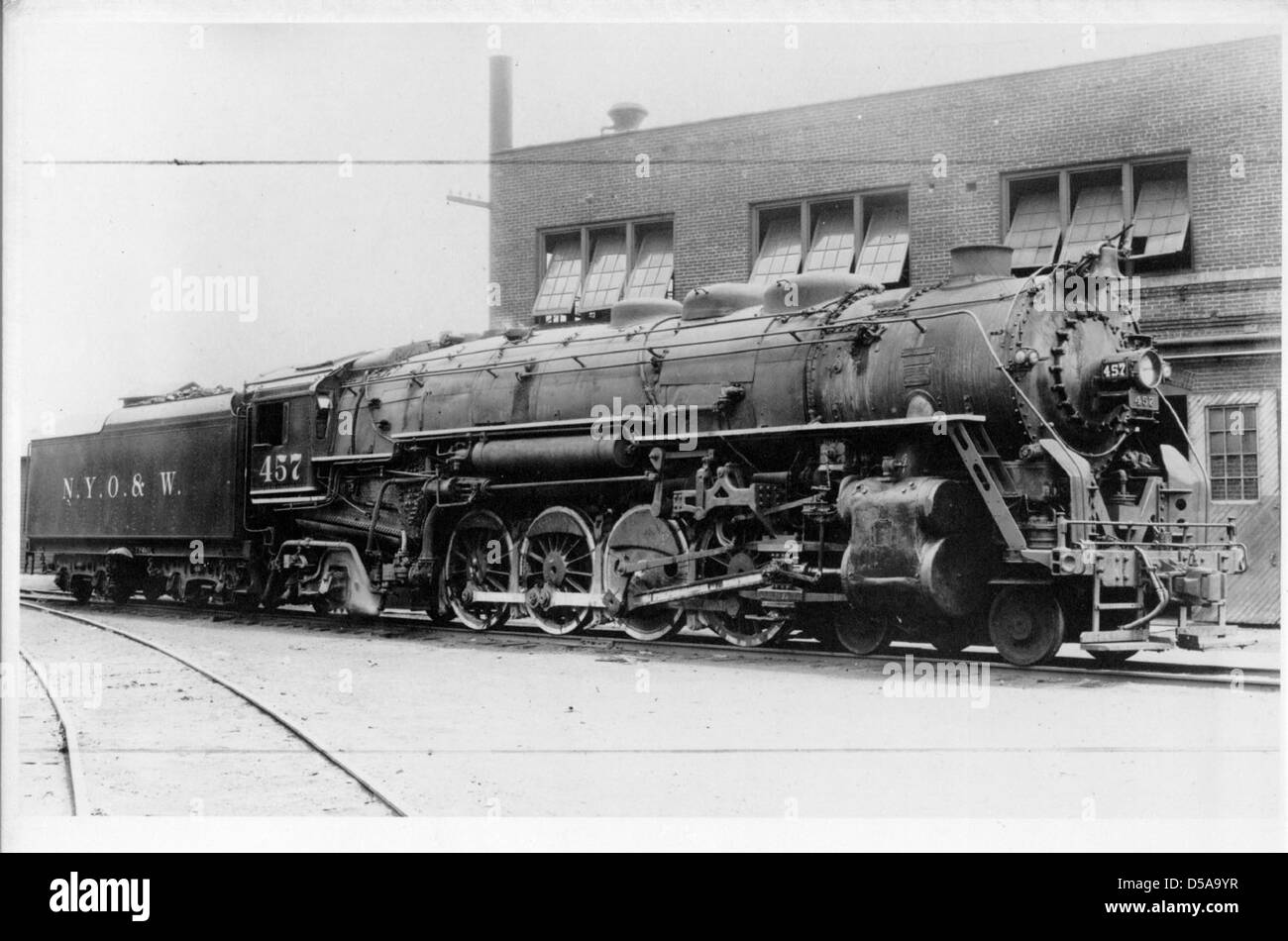 A photograph of the O&W Locomotive #457, a 4-8-2 steam locomotive used ...