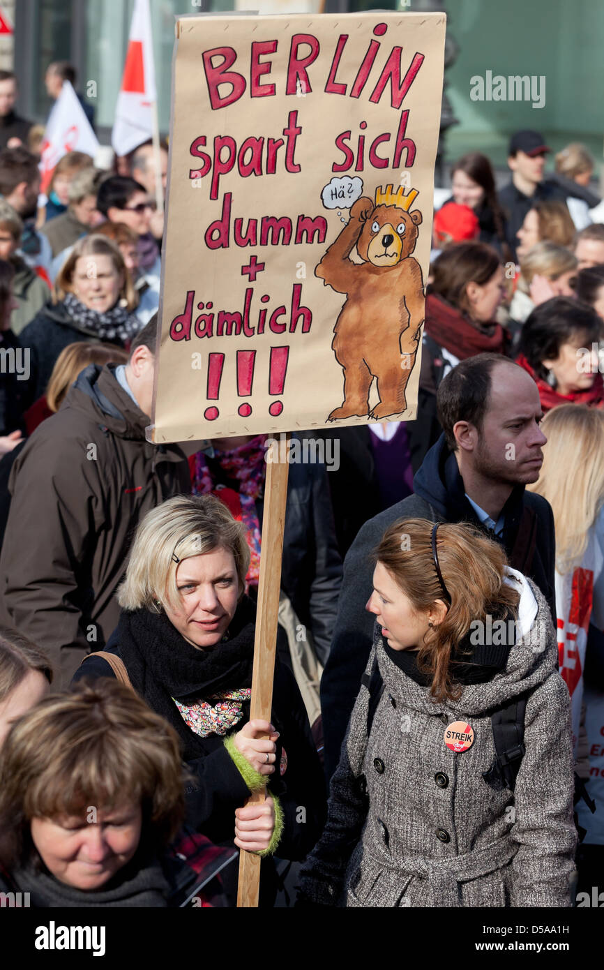 Berlin, Germany, demonstration and warning strike of teachers and ...