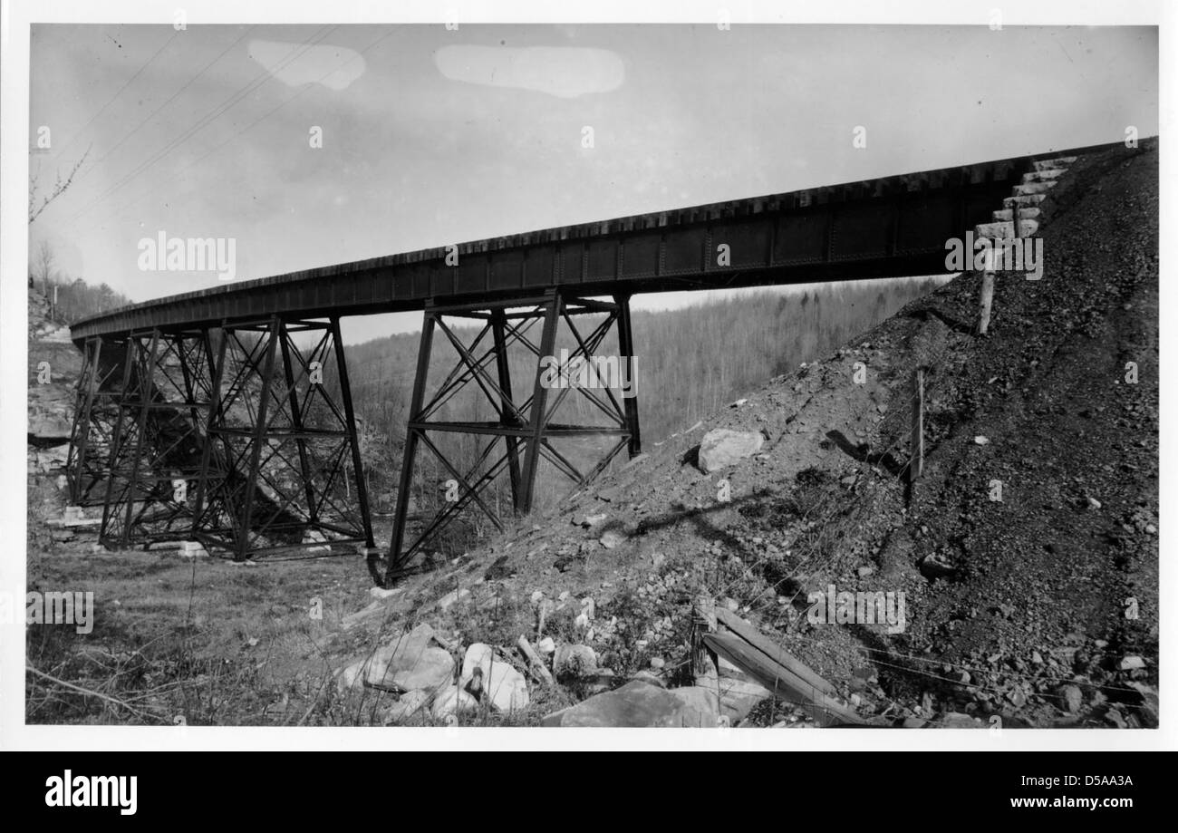A modern railroad trestle, photographed for its structural design. The ...