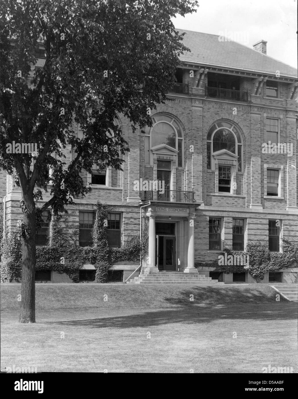 A photograph of the portal to Comstock Hall, the home economics ...